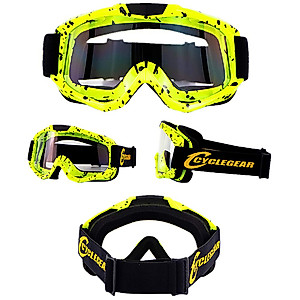 DPLUS Motorcycle Goggles , Dirt Bike ATV Goggles Anti-UV Adjustable Riding Offroad Protective Combat Tactical Military Goggles for Men Women Kids Youth Adult (Yellow Transparency)