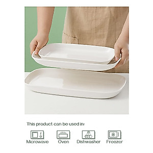 DOWAN Serving Platters and Trays for Wedding Decor, 16"/14"/12" Serving Dishes for Entertaining, White Porcelain Plates Set of 3