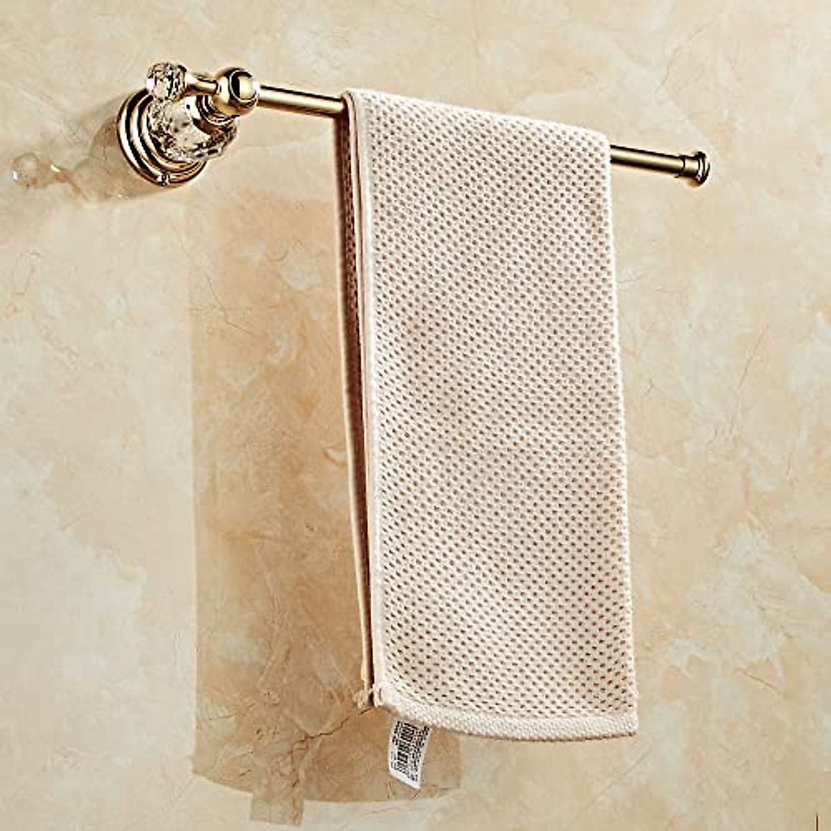 Crystal Bathroom Hardware Set,Adjustable Towel Rack, Toilet Roll Paper Holder,Hand Towel Holder,Hook,Gold Bathroom Accessories Set Wall Mounted (Bright Gold)