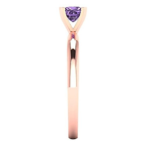 Clara Pucci 0.50 ct Princess Cut Solitaire Simulated Alexandrite Engagement Bridal Promise Anniversary Ring 18K Rose Gold Size 4.5