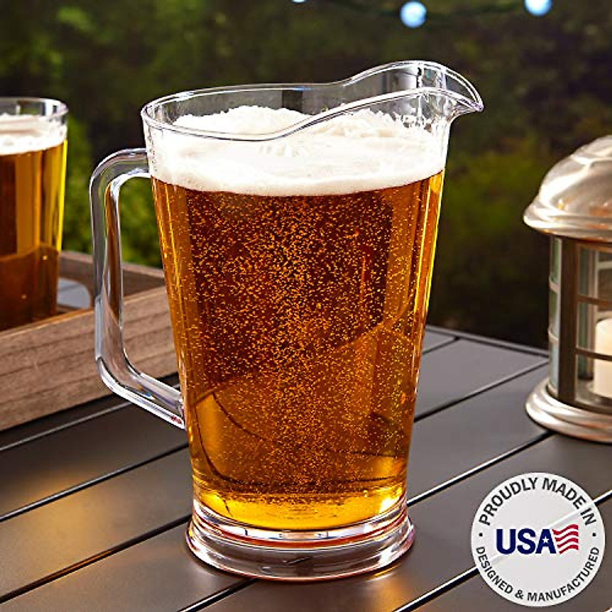 US Acrylic Bistro Clear Pitcher 64 oz Unbreakable Tritan | Set of 2 Beer Pitchers | Reusable, BPA-free, Made in the USA
