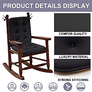 Big Hippo Child Rocking Chair Cushion Memory Foam Kids Rocking Chair Seat Back Cushion Set with Ties for Kid Children,Grey(Only Cushion Set)