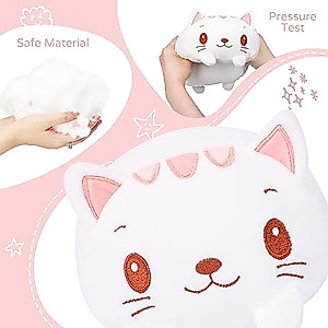 AIXINI 8 inch Cute White Cat Plush Stuffed Animal Cylindrical Body Pillow,Super Soft Cartoon Hugging Toy Gifts