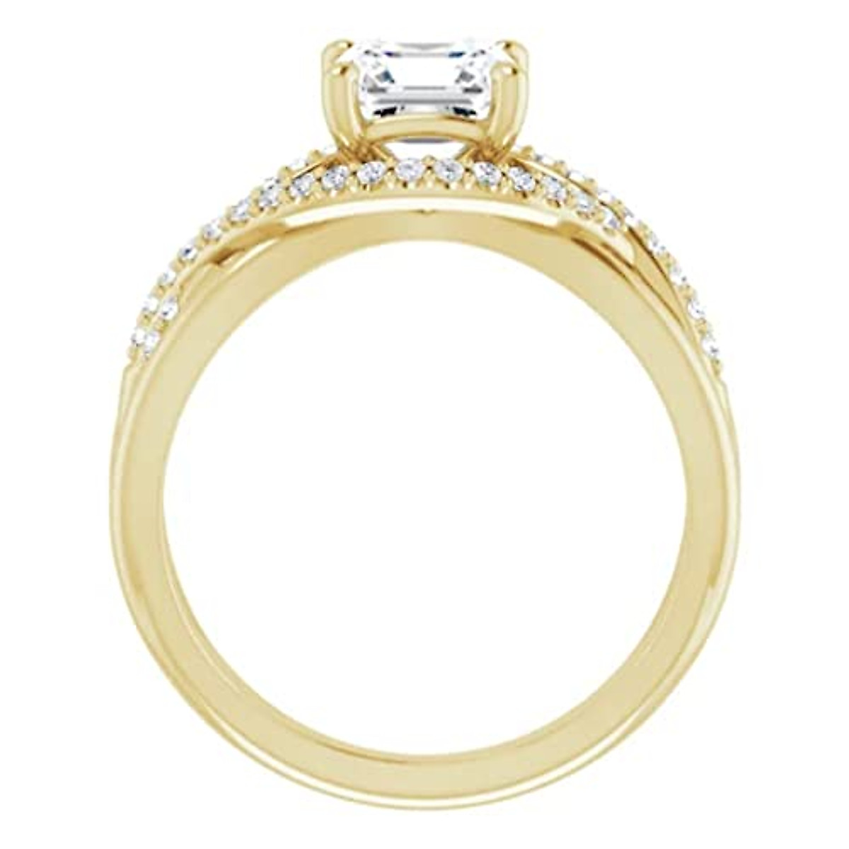 Handmade 10K Gold 1 CT Asscher Cut VVS1 Colorless Moissanite Engagement Rings for Women Bridal Set Moissanite Wedding Rings for Gifts (Yellow Gold, 9.5)