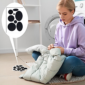 OIIKI Puffer Down Jacket Repair Patch Kit 40pcs, Black Nylon Fabric Repair Patch Self Adhesive Waterproof Stick On Patches Tape for Coat Clothing Tent Sleeping Bags Ski Pants Holes Fixing Round