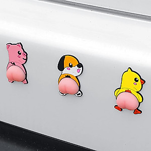 HALUOGUAI 1 Pair 3D Cartoon Animal Butt Shaped Flexible Silicone Fridge Door Stops,Self Adhesive Decorative Wall Protector,Pink Peach Shaped Waterproof Toilet Lid Bumper Pad (Pig)