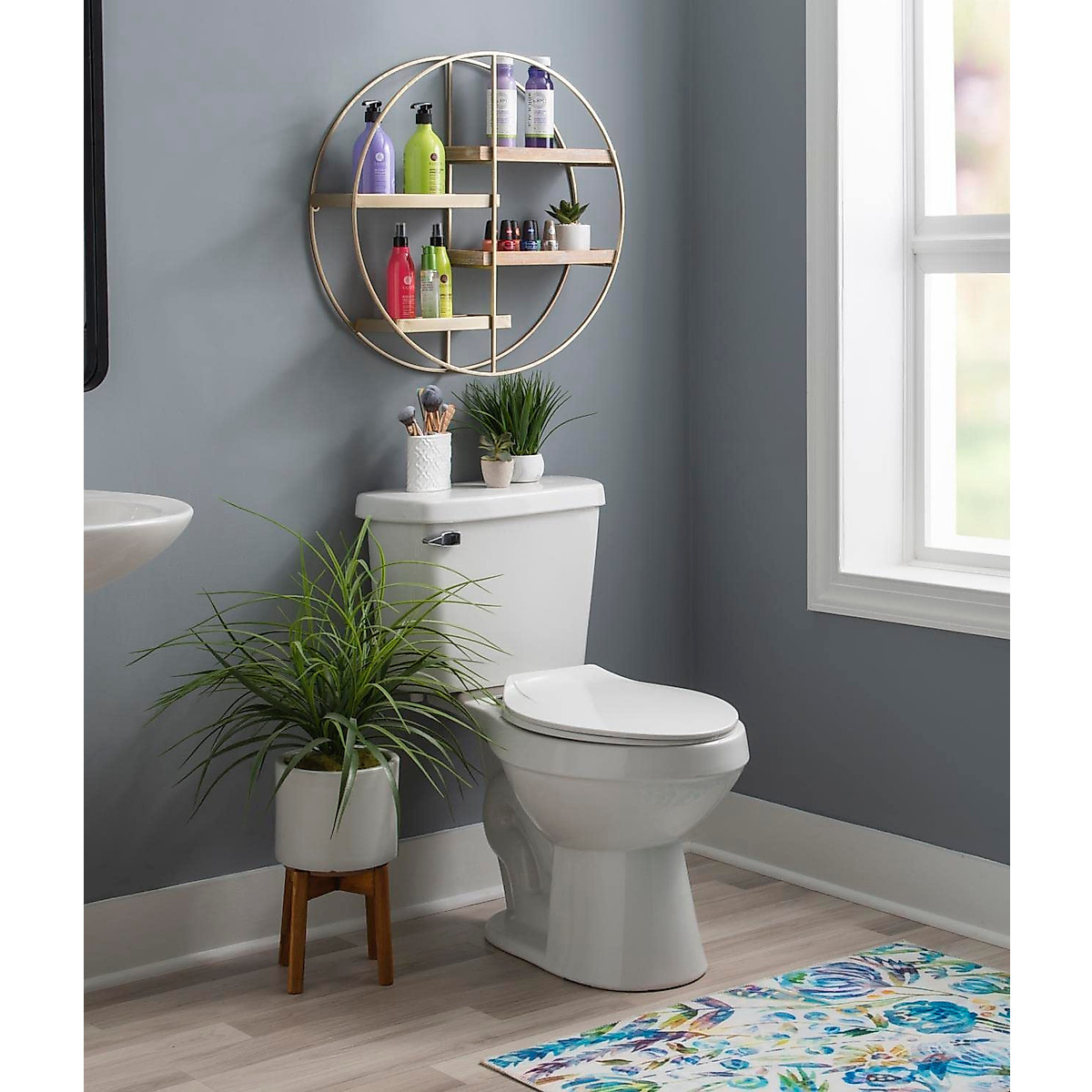 Lindell Round 4 Shelf Wall Storage Gold