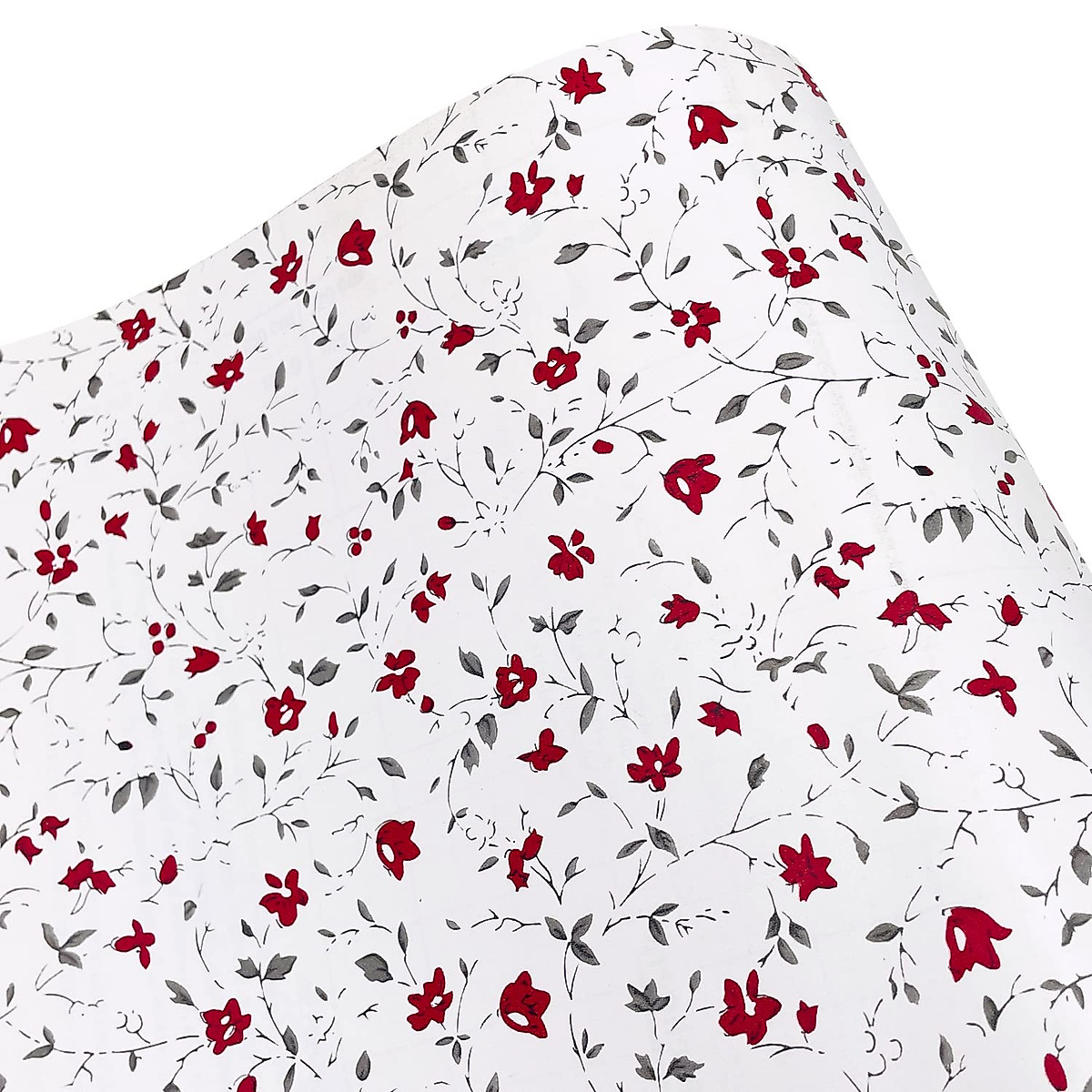 Yifely Red Rural Floral Shelf Liner Locker Decor Sticker Self-Adhesive Furniture Paper 17.7 Inch by 9.8 Feet