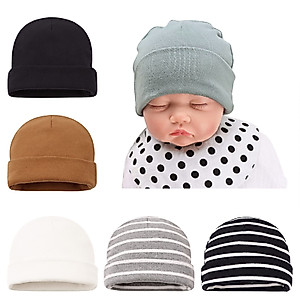 Cotton Baby Girl Hat Preemie Boys Beanie Newborn Hospital Hats Winter Infant Hats for Girls (6PACK-A, Preemie)