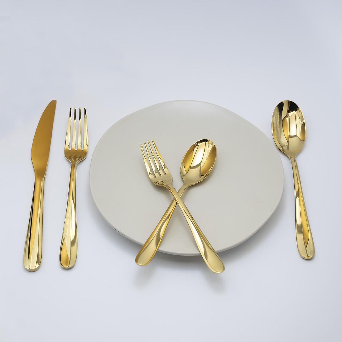 20-Piece Gold Silverware set with Dinner knvies,Gold Flatware Set for 4,Food-Grade Stainless Steel Tableware Cutlery Set,Mirror Polished & Dishwasher Safe