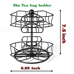 NHZ Tea Bag Storage and Organizer, Tea Bag Holder Black Powder Coated Stainless Steel for Tea and Coffee Box. Organize 60 Tea Bags- Tea Holder for Tea Bags 6 Compartments with 10 Bags in Each.