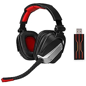 2.4G Wireless Gaming Headset Low Latency Foldable 7.1 Surround for PC Laptop Switch NS PS5 PS4 Not suitable for Xbox One Xbox Series X Games Detachable Noise Cancelling Microphone Memory Foam Earmuffs