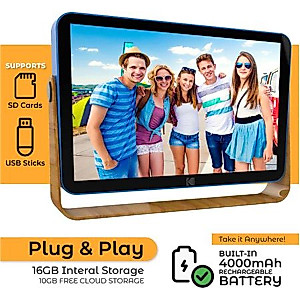 Kodak 10-Inch Smart Touch Screen Rechargeable Digital Picture Frame, Wi-Fi Enabled with HD Photo Display and Music/Video Support, Calendar, Weather and Location Updates (RWF-108) - Ocean Blue