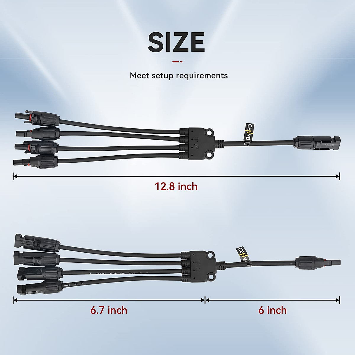 cenyb Solar Y-Branch Connectors 30A,DC 1000V 1 to 2 Parallel Adapter Wire Plug for Solar Panel (1Pair M/FF&F/MM)