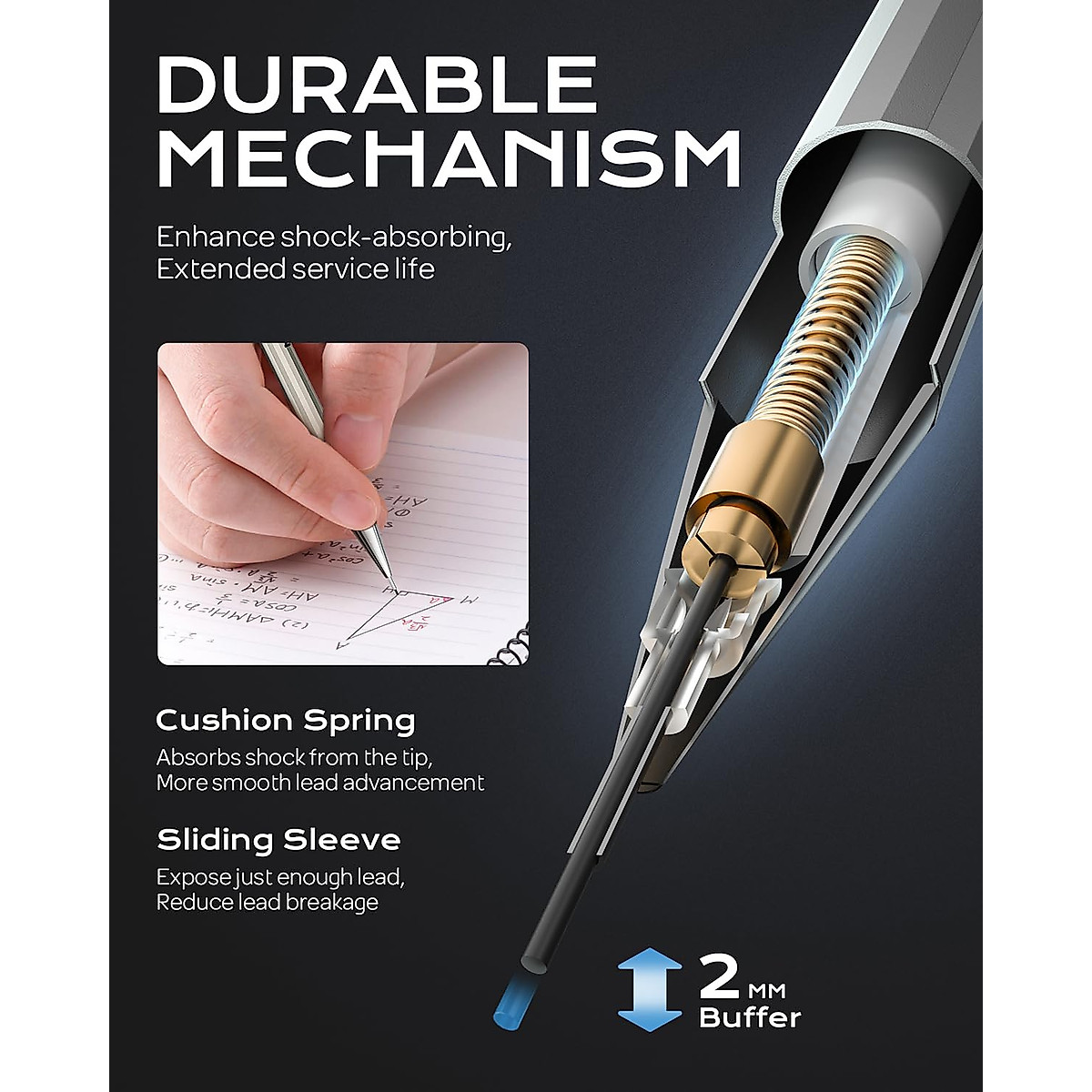 Nicpro 4 Pack 0.5mm Mechanical Pencil Set with Case, Metal Mechanical Pencil Drafting Pencil Lead 0.5mm for Artist Writing, Sketching, Drawing, 8 Tube HB #2 Refill, 3 PCS 4B Eraser, 9 Eraser Refill