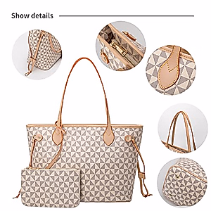 Lacel Urwebin Handbags for Women Designer Fashion Purses Top Handle Satchel Leather Shoulder Bags 2pcs with Small Wallet (White)