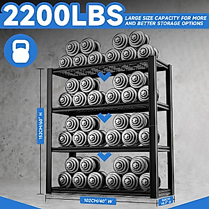 CYNNDA 4-Tier 40" W x 19.7" D x 60" H Garage Shelf Heavy Duty Metal Garage Shelving Load 2200LBS Utility Shelves Industrial Rack Adjustable Shelves for Garages Basement Storage Shelves (Black)