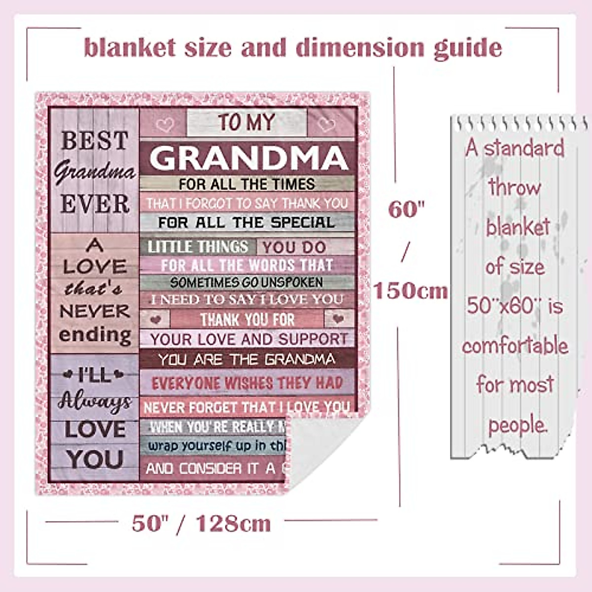 Loxezom Grandma Gifts, Gifts for Grandma from Granddaughter, Nana Gifts, Best Grandma Christmas Birthday Gifts Throw Blanket 60" x 50", Grandma Gifts from Grandchildren, Grandmother Granny Gifts Ideas