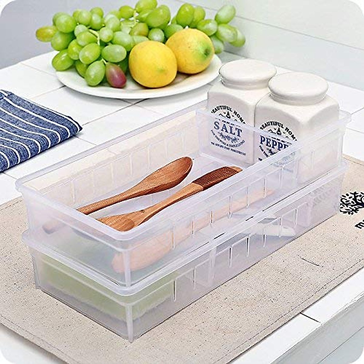 Chris.W Desk Drawer Organizer Tray with Adjustable Dividers, Multi-Drawers for Makeups, Utensil, Pens, Flatware and Junks - Set of 4 (2 Large + 2 Small) 10.24 Inch Length