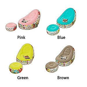 CALIDAKA Inflatable Lounge Chair with Ottoman Blow Up Chaise Lounge Air Lazy Sofa Set Inflatable Deck Chair Portable Inflatable Seat with Foot Stool for Indoor Outdoor Travel Camping Picnic