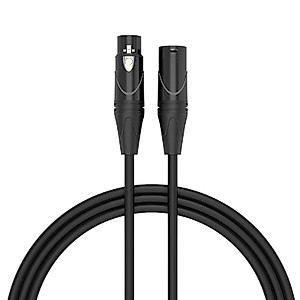 MFL. 15 ft DMX Cable 3 Pin XLR Male to Female Connector Wires for Stage Lighting DJ Lights 22 AWG 110 Ohms, Black Connector, Pack of 4