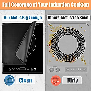 Amerbro Fireproof Induction Cooktop Protector - 11.5 x 11.5in (Magnetic) Induction Cooktop Mat for Electric Induction Stove - Heat Resistant & Waterproof - Prevent Scratches and Burns - Black (2 PCS)