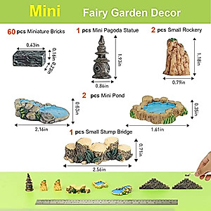 Fairy garden accessories outdoor set, Miniature Fairy Garden Figurines kit-66 pcs fairy garden décor for kids, DIY fairy garden supplies-home office desk décor gifts for Mom, Grandma, Plant Lover