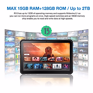 DOOGEE R10 Rugged Tablet 10.36” 2.4K Display Android 13 Tablet MTKG99 Octa-Core 8GB + 128GB ROM, 10800mAh Battery Tablet OTG Reverse Charging, Widevine L1 Android Tab (Black)
