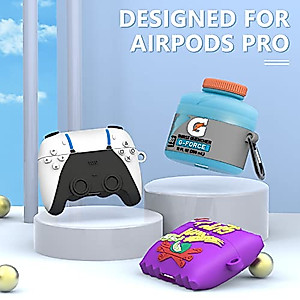 (3 Pack) Cute Airpod Case for Airpods Pro,3D Kawaii Silicone Cartoon Funny Cool Protective Cover Accessories for Apple Air pod Pro Charging Case for Girls Boys (Bubble Gum+Sport Water+Game Controller)