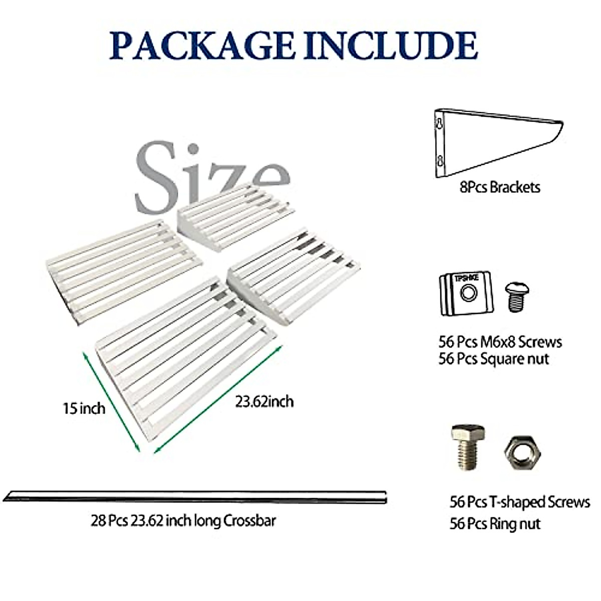 TPSHKE Greenhouse Shelves, 4-Pack 23.62x15 inch Heavy Duty Greenhouse Shelf Kits, White