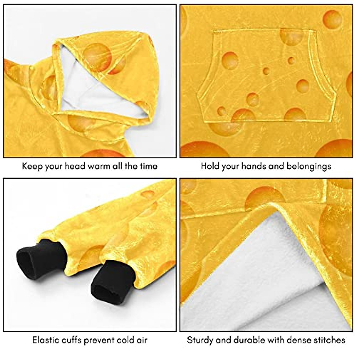 Wearable Blanket Hoodie,Oversized Hooded for Women,Comfy Sweatshirt Cheese Pattern-01