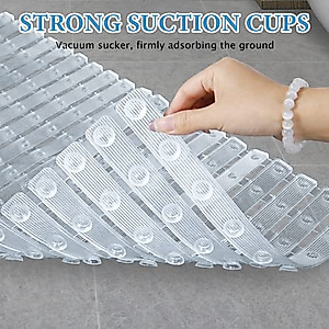 Setsail Bathtub and Shower Mats, Non-Slip Safe Bath Tub Floor Mats with Hundreds of Suction Cups and Grille Drainage Outlet Machine Washable Bath Mat for Bathroom Tub Accessories, Clear