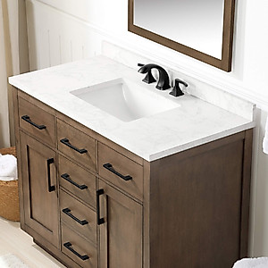 OVE Decors Maya Plus 42 in. Single Sink Bathroom Vanity in Almond Latte Finish, Black Hardware and Included Power Bar