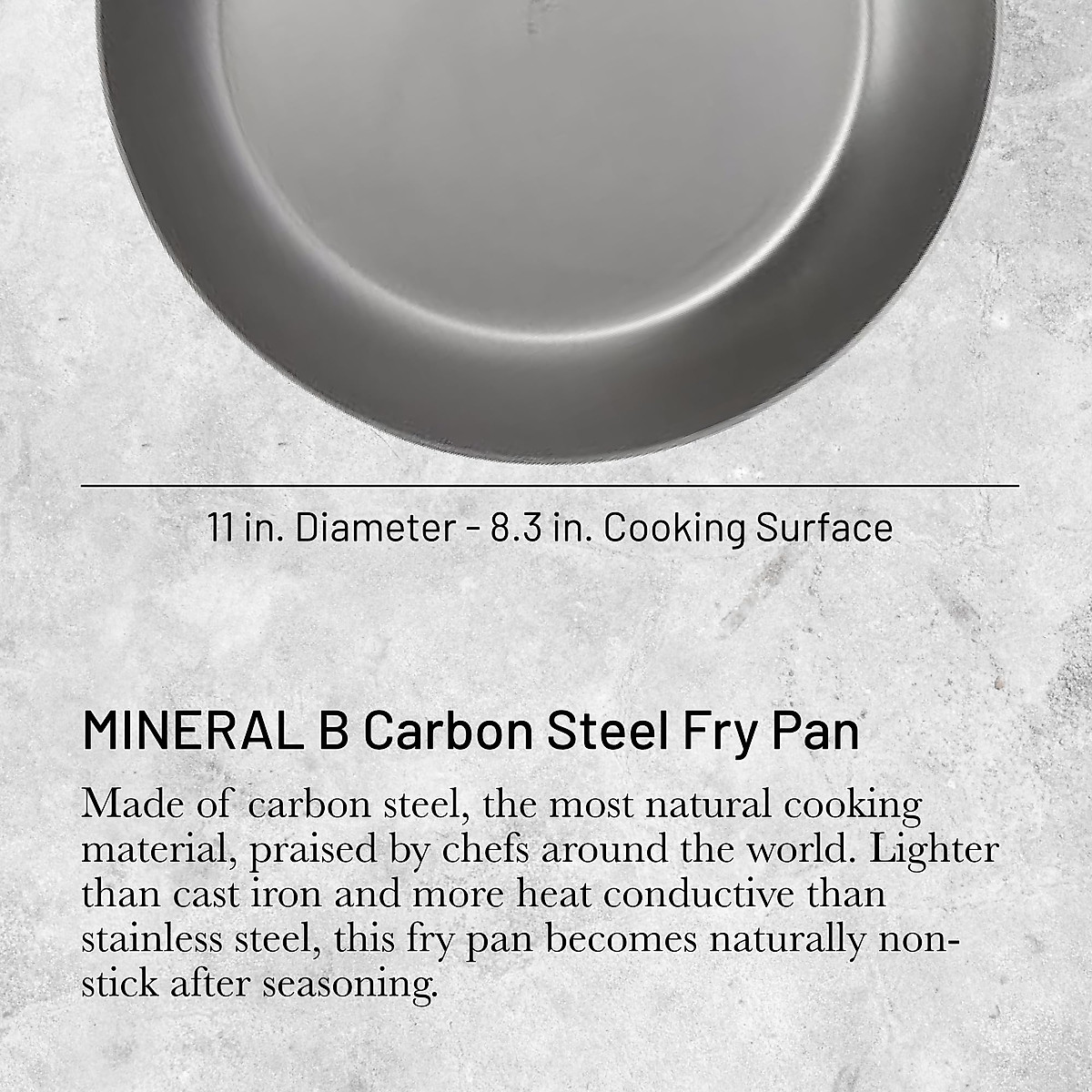 De Buyer MINERAL B Pro Carbon Steel Country Fry Pan - 11” - Ideal for Sauteing, Simmering, Deep Frying, Stir Frying & One-Pan Meals - Naturally Nonstick - Made in France