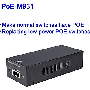 CENTROPOWER High Power Gigabit PoE Injector 90W，Ethernet Switch PoE+ Injector Adapter，10/100/1000Mbps，IEEE 802.3af/at/bt Compliant, Up to 100M(328 feet)