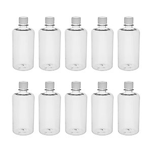 Aicosineg 10Pcs 500ml Plastic Container Lab Chemical Reagent Bottles 16.91oz Small Mouth Storage Bottles Plastic Sample Liquid Storage Containers Sealing Bottles with White Cap for Food Stores Clear