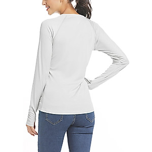 Willit Women's UPF 50+ Sun Protection Shirt Long Sleeve SPF UV Shirt Rash Guard Swim Hiking Fishing Tops Lightweight White L