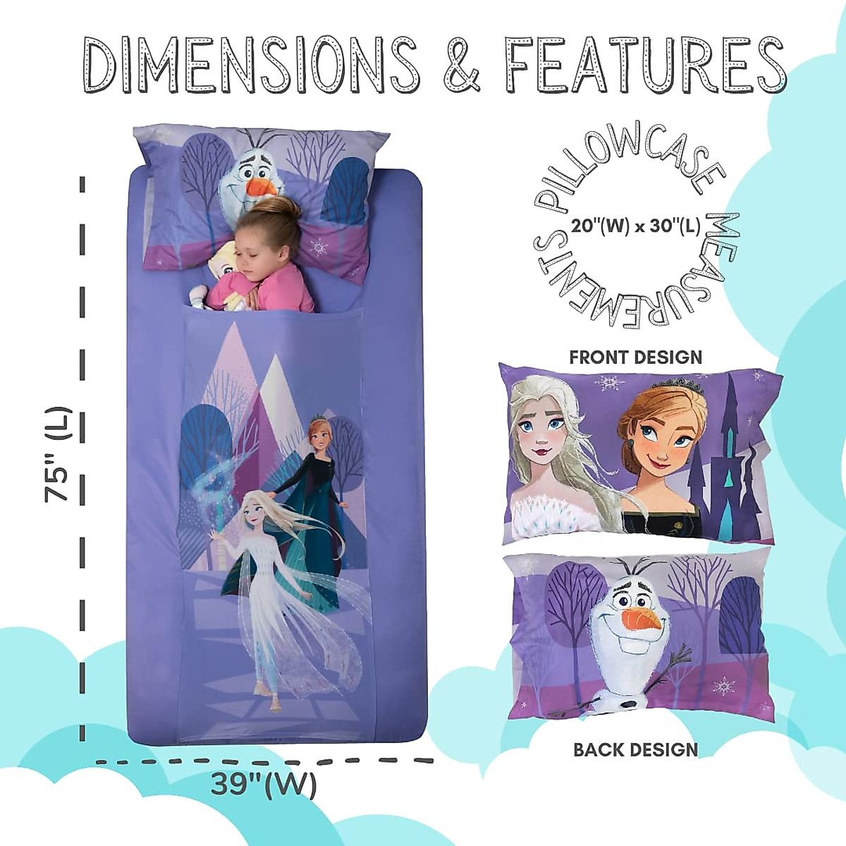 Franco Disney's Frozen Kids Bedding Super Soft Compression Snuggle (TM) Sheets, Twin, (Official Disney Product)