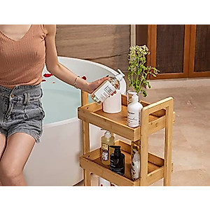 PELYN 3-Tier Storage Shelves, Bamboo Shelving Unit Storage Racks for Livingroom Bathroom Kitchen Office Garage