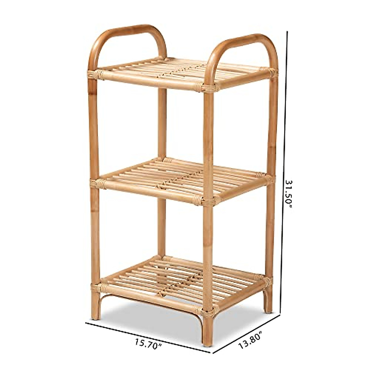 Bali & pari Barras Modern Bohemian Natural Rattan 3-Tier Display Shelf