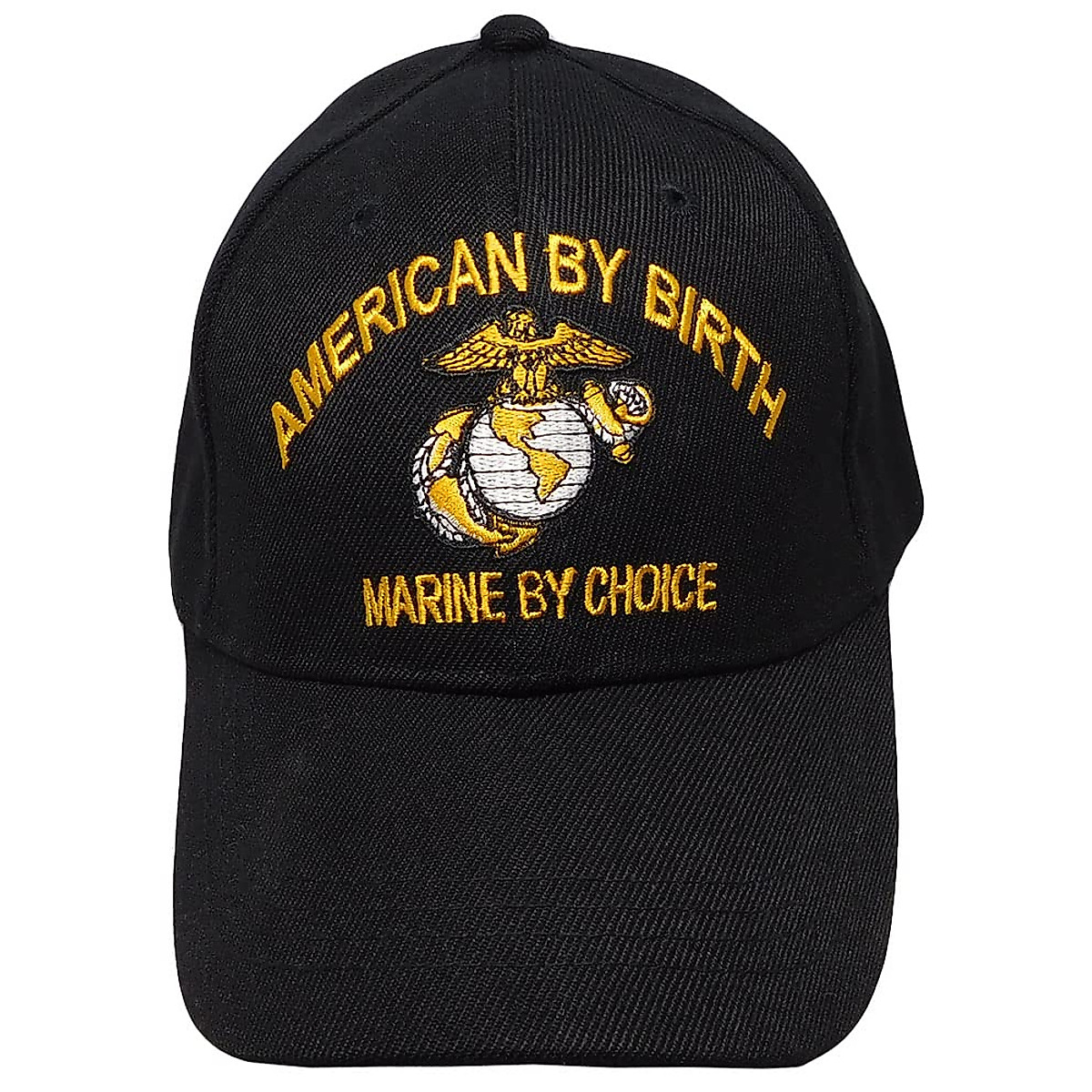 Trade Winds American by Birth Marine by Choice Black Acrylic Adjustable Embroidered Baseball Hat Cap - Officially Licensed