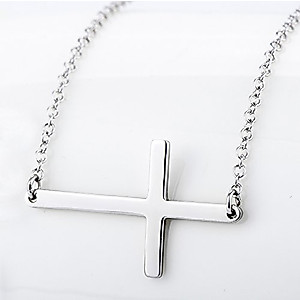 LEMONDROP 925 Sterling Silver Sideways Cross Necklace 18" + 2"