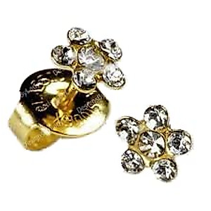 Gold April Crystal Daisy Ear Piercing Earrings System 75 cartilage earring stud hypoallergenic surgical steel baby earrings for women