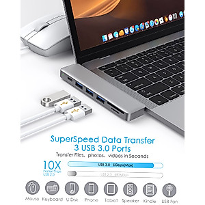 Adapter for MacBook Pro/Air M1 2022/2021/2020, 7 in 2 USB-C Hub with 4K HDMI, Thunderbolt 3(100W PD), USB-C & 2 USB 3.0, SD/TF Card Reader, Type C Dongle for MacBook Pro Air 13" 15" 16" (D)