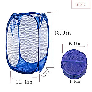 Qtopun Mesh Popup Laundry Hamper, 4 Pack Foldable Portable Dirty Clothes Basket for Bedroom, Kids Room, College Dormitory and Travel (Yellow,Pink, Purple,Dark Blue)