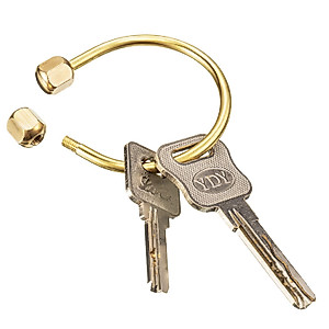 Hotop 5 Pieces Brass Screw Lock Keychain Simple Brass Key Chain Ellipse Shape Key Ring Brass Lock Clip Key Holders for Men Women, Gold, One Size