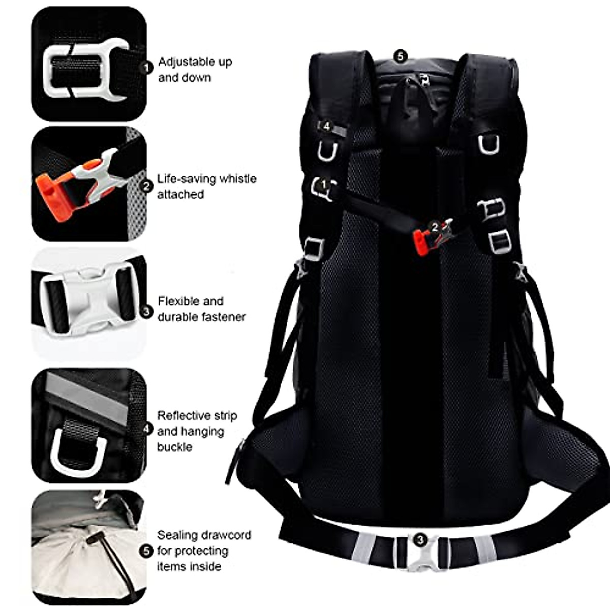 LOCALLION 50L Hiking Backpack, Large Capacity Camping Backpacks, Lightweight Waterproof Travel Daypack for Mountain Climbing