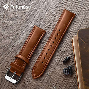 Fullmosa Watch Band, Vintage Leather Replacement Bands Stainless Steel Buckle for Men Women, Strap Width 14mm 16mm 18mm 19mm 20mm 22mm 24mm
