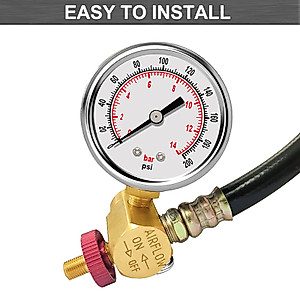 GODESON Air Tank Valve Kit with Gauge, Air Tank Repair Kit Come with 2" Pressure Gauge with 1/8"NPT, 4 Ft Air Hose with 1/4"NPT Connect and Brass Air Tank Manifold with 1/2" NPT to Air Tank…