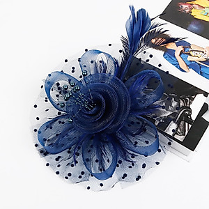 Fascinators Hats for Women Tea Party Headband Kentucky Derby Hats Fascinator Headpiece Navy Blue